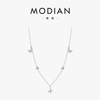 摩典S925银小众唯美蝴蝶镶钻项链