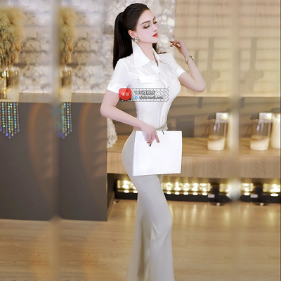 VJE夏季OL轻熟风干练减龄修身小衫女2025新款气质职业范短袖衬衫