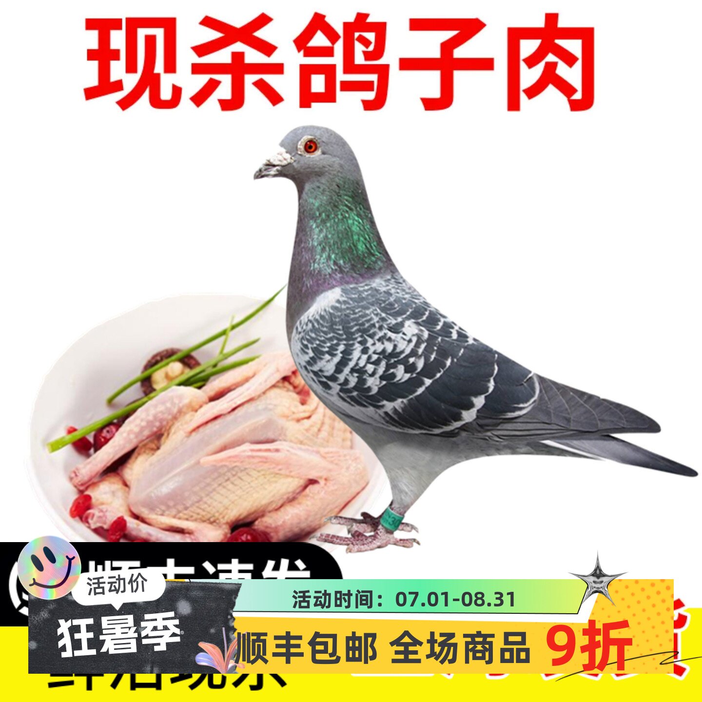 鸽子肉新鲜300g*2只农家散家养乳鸽现杀小孩儿童孕妇月子术后滋补