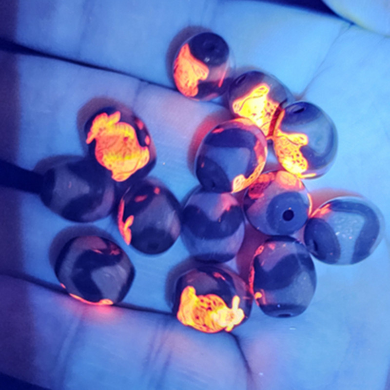 隐形人物虎牙天珠路路通玉石散珠牙黄黑虎牙玛瑙米珠勒子饰品配件