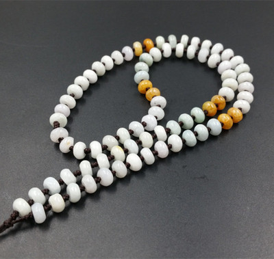 厂家直销天然玉石翠玉平安扣挂件绳翠玉算盘吊坠绳玉项链玉珠链绳