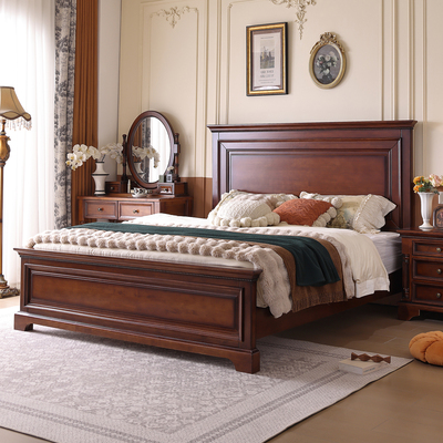 美式实木床主卧室双人南洋复古风