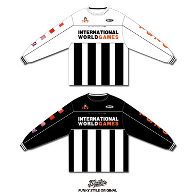 FunkyStyle潮牌嘻哈宽松圆领长袖T恤街舞蹈演出服popping炸街上衣