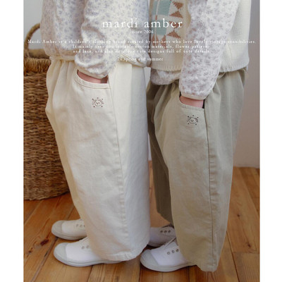 女童柔软休闲裤小狗狗刺绣裤子