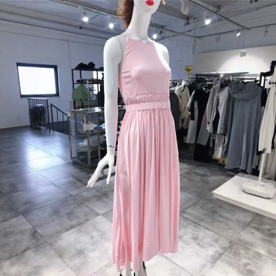 XS-S穿 3.1 PHILLIP LIM 甜美粉色女装收腰百褶连衣裙 1388