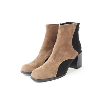 39码 LE PE0PITE 时尚拼色麂皮短靴 699