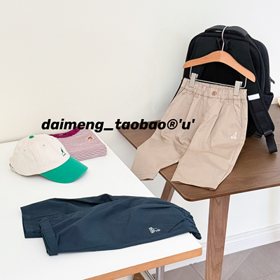 100-155码出口韩夏款男女童中大童两色松紧腰休闲微弹百搭八分裤