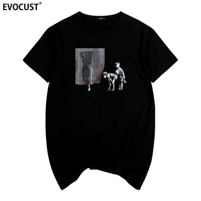 涂鸦搞笑小男孩美女街头短袖t恤