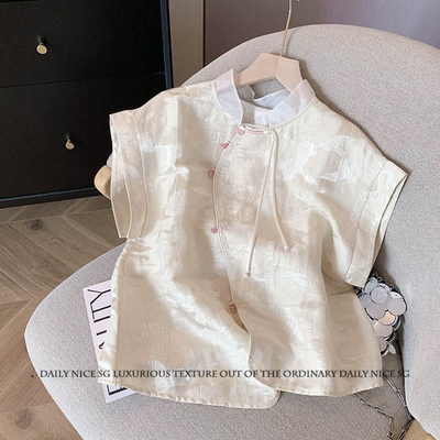 中古风蝙蝠落肩短袖显瘦打底衬衫