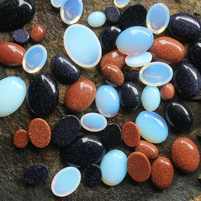 8*10/10*14/12*16/13*18/15*20/18*25/20*30mm金/蓝砂蛋白石戒面