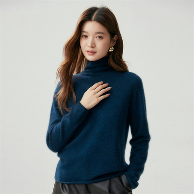 女士堆堆领套头上衣100%山羊绒