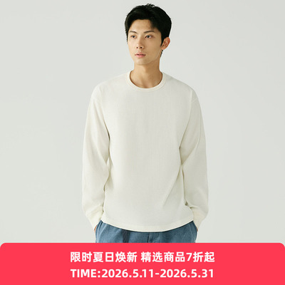 WHEELS and WIND 男女日本帝人机能性吸湿速干华夫格长袖圆领T恤