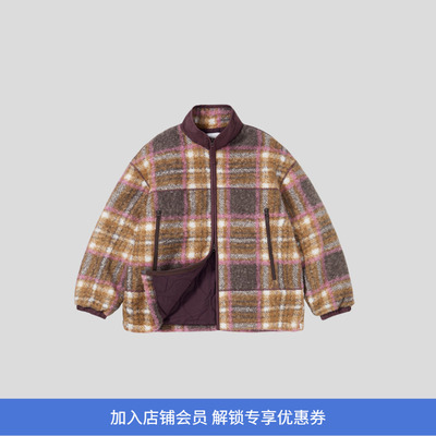 PRIMEE格子抓绒棉服外套
