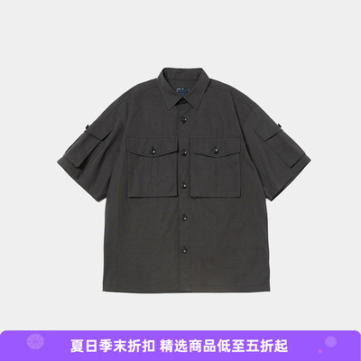 meanswhile Trinity Chambray Safari 机能性面料军事风短袖衬衫