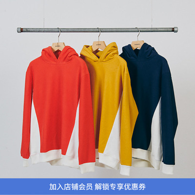 圆领卫衣侧条拼色连帽卫衣帽衫
