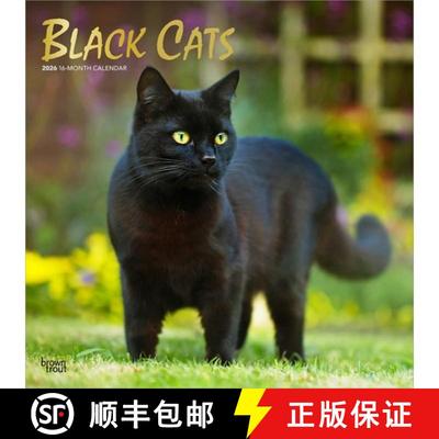 【3-4周达】Black Cats 2026 12 X 24 Inch (Hanging) Monthly Square Wall Calendar Foil Stamped Cover Pla... [9798330702480]