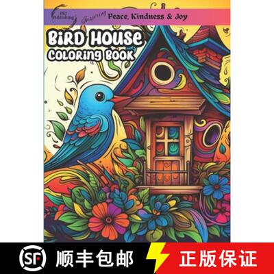 【3-4周达】Bird House Coloring Book: stress relief for adults, teens, and college students greyscale ... [9781961832107]