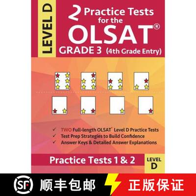 预订 2 Practice Tests for the OLSAT Grade 3 (4th Grade Entry) Level D: Gifted and Talented Test Prep ... [9781948255547]