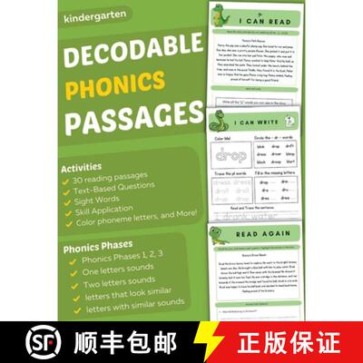 【3-4周达】Title: Decodable Phonics Passages for Kindergarten: Improve Reading and Comprehension Skil... [9781960809100]