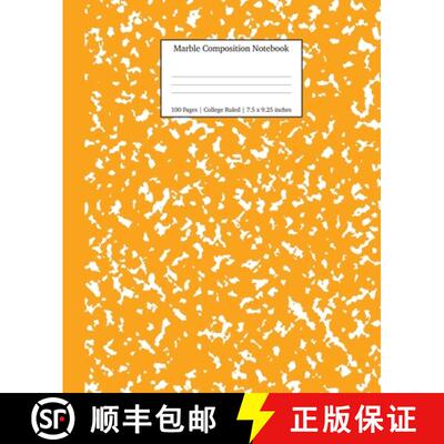 【3-4周达】Marble Composition Notebook College Ruled: Orange Marble Notebooks, School Supplies, Noteb... [9781989387696]
