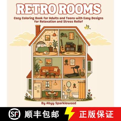 【3-4周达】Retro Rooms: Cozy Coloring Book for Adults and Teens with Easy Designs for Relaxation and ... [9781961634930]