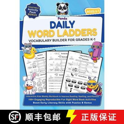 【3-4周达】Daily Word Ladders and Vocabulary Builder for Grades K-1: Interactive Kids Weekly Workbook... [9781953149596]