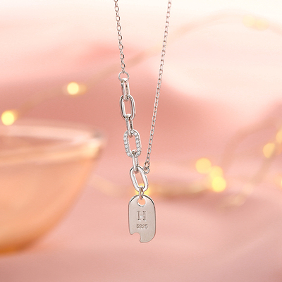 纯银方块H字母项链女夏锁骨链ins冷淡风2022年新款潮圆牌吊坠