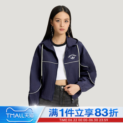 adidas阿迪达斯三叶草女子外套OG W WB运动健身连帽夹克KT3055