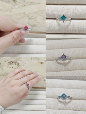 清新优雅可换钻施家华子v型通勤戒指