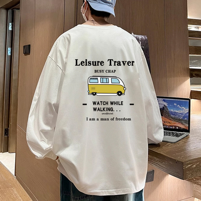 春秋季青少年背后印花长袖t恤