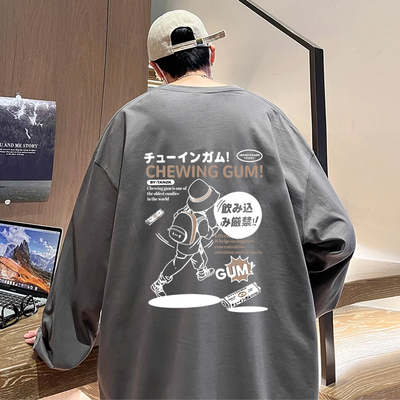 青少年男生纯棉长袖t恤宽松