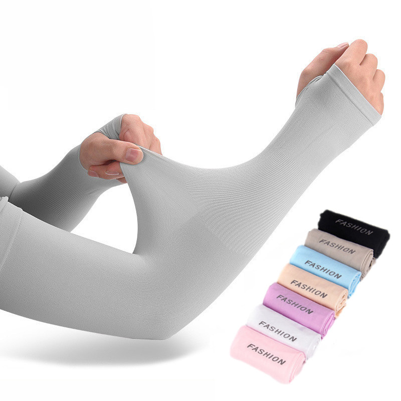 1 Pair Ice Silk Sun Protection Arm Covers Unisex Elbow Cover_虎窝淘