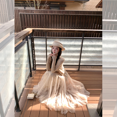 萌萌Jajue美12米A字高腰长纱裙