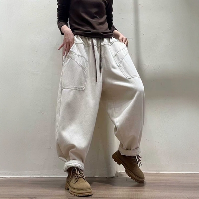 加绒加厚宽松大码休闲裤女