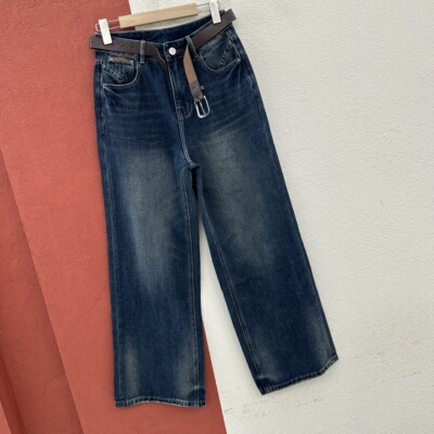 2026秋款JEANS倩小妞19915牛仔裤女高腰弹力直筒裤垂感阔腿拖地裤