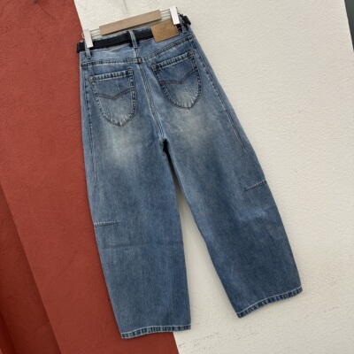 Q FASHION JEANS酷希莱61132牛仔裤女蓝色高腰海鸥线刺绣弯刀裤子