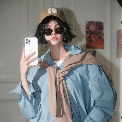 CAN2024新款复古百搭长袖衬衫女