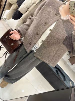 2025新款韩版小香风毛呢圆领短外套女高级感气质宽松百搭上衣