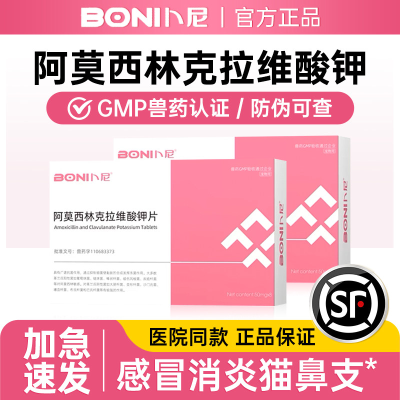 卜尼阿莫西林克拉维酸钾片宠物用猫咪感冒消炎药打喷嚏多西环素片