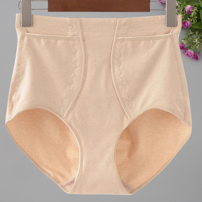 棉质高腰束腹三角内裤女士提臀裤妈妈收腹裤头带口袋戴莉丝1293