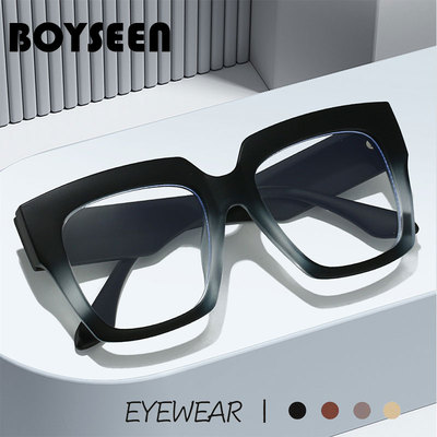 渐变超大框防蓝光平光镜男