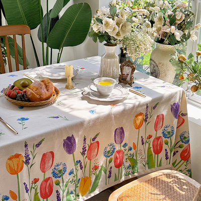 ins美式乡村棉麻印花桌布布艺