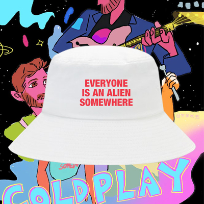酷玩乐队ColdPlay2025摇滚演唱会周边印花渔夫帽男女纯棉遮阳盆帽