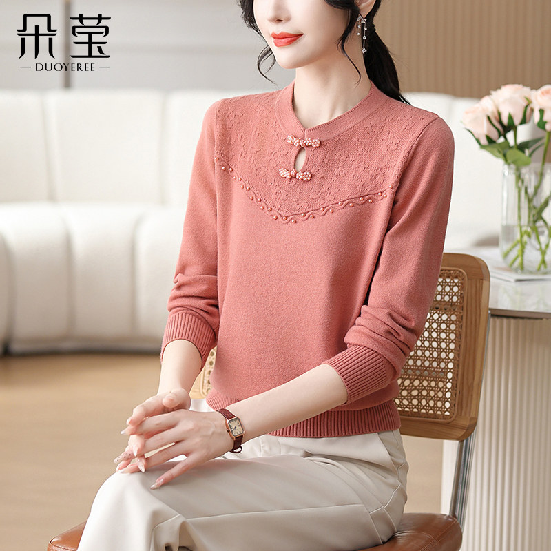 妈妈春秋季2026新款毛衣中年女洋气T恤中老年秋冬针织打底衫套装