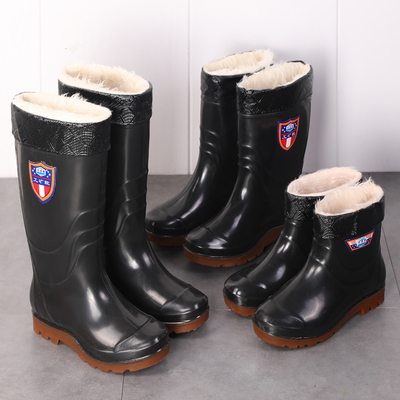 劳登堡冬季加棉绒牛筋底保暖雨靴