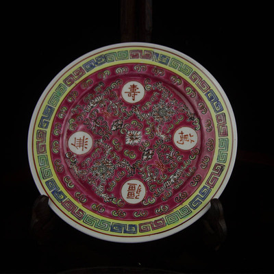 圆盘陶瓷圆形宫廷8寸手工绘画
