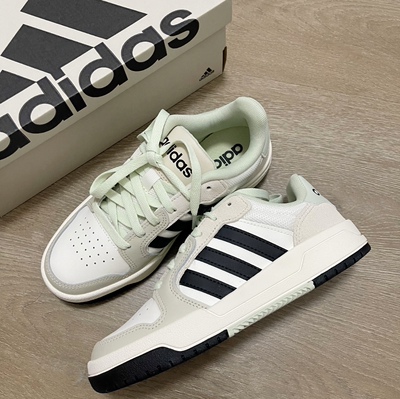 阿迪达斯adidas neo Entrap女鞋白黑棕色休闲低帮复古板鞋JI2546