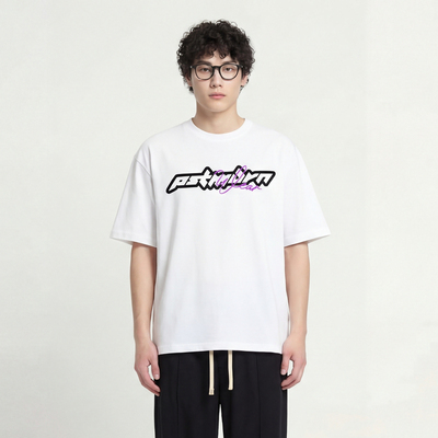 撞色涂鸦纯棉男女字母短袖T恤