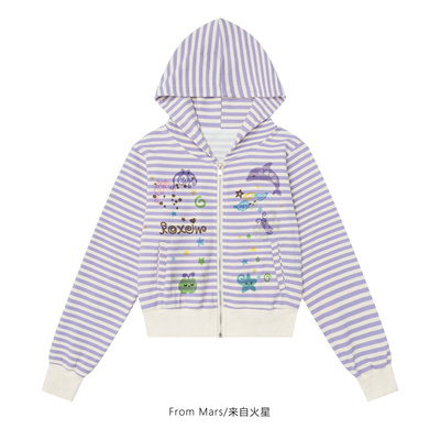 看我展示修身短款连帽卫衣外套