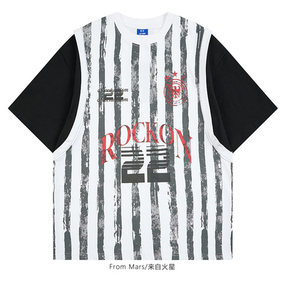 找个人冷战宽松数字印花短袖T恤